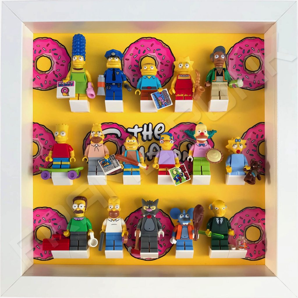 LEGO The Simpsons Minifigures Series 1 & 2 Donuts display frame (white) with The Simpsons series ...